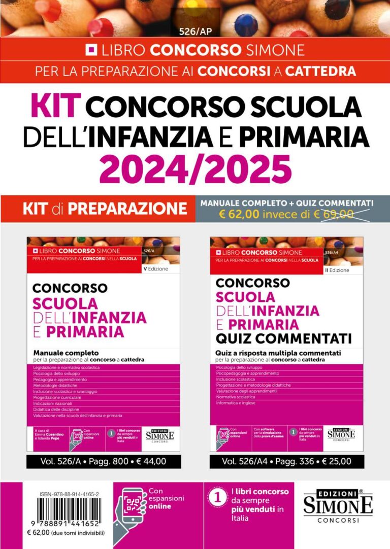KIT Concorso Scuola dell'Infanzia e Primaria 2024/2025 - KIT di Preparazione (526/A + 526/A4 ...